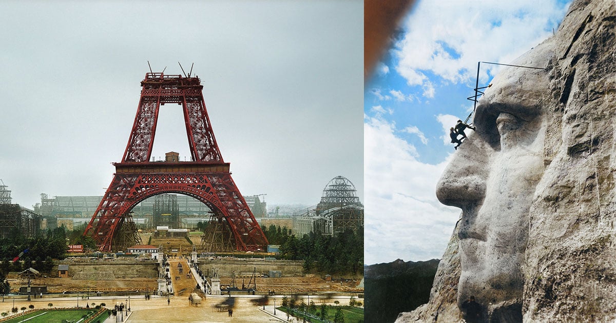 10 Colorized Vintage Photos Of Famous Landmarks Being Built