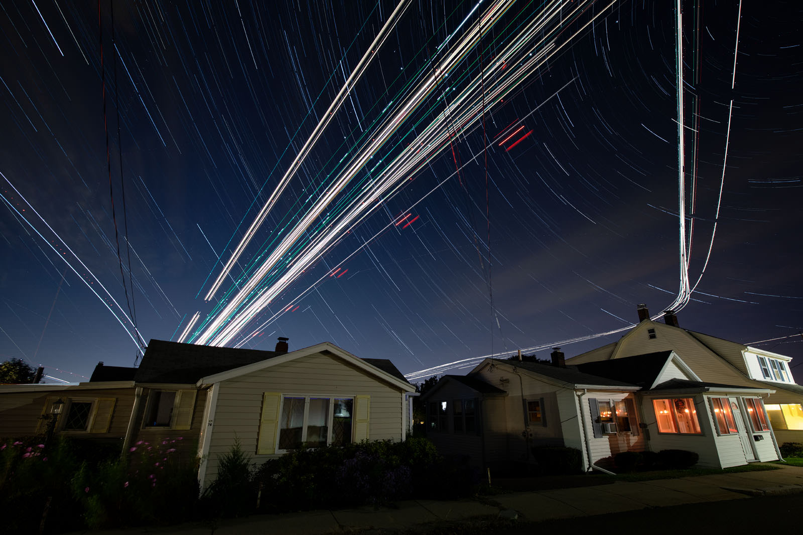 Photos of Night Skies Full of Airplane Light Trails | PetaPixel