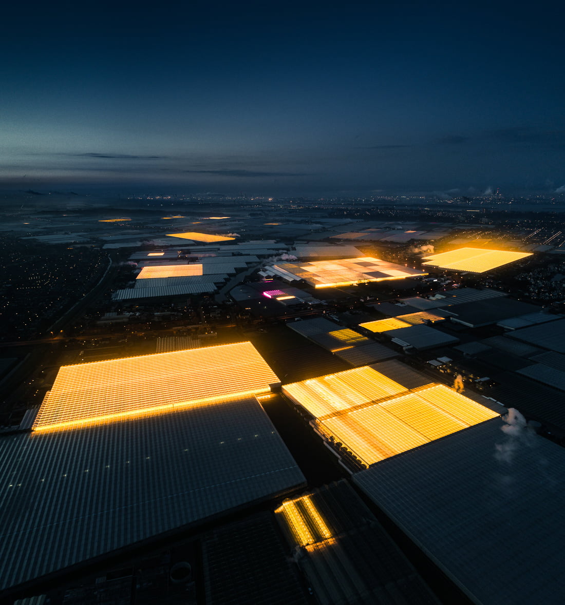 Aerial Photos of Greenhouses at Night | PetaPixel