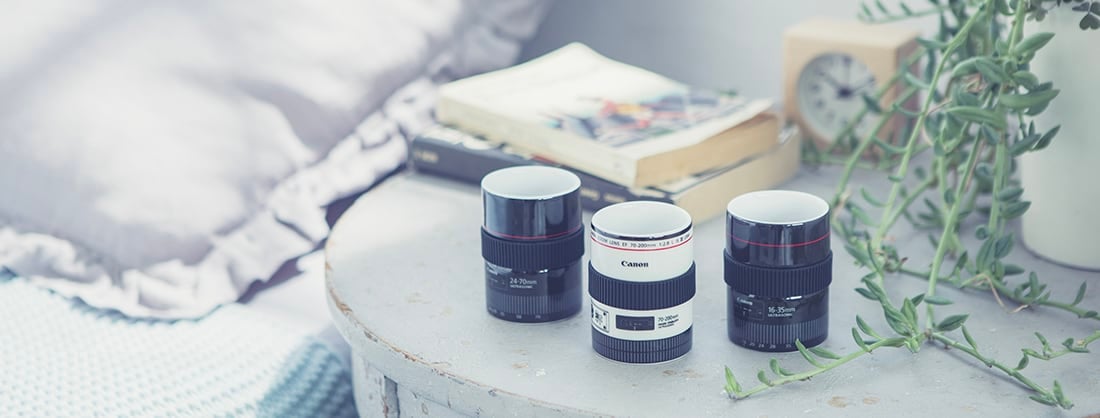 New Official Canon Drinkware Looks like EF and RF Lenses