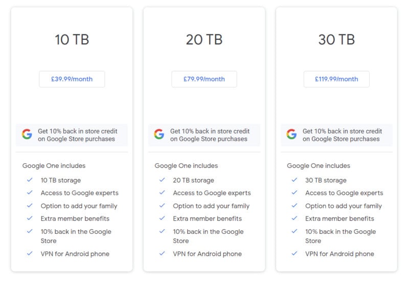 Google One Adds 5TB Storage Plan For 25 Per Month PetaPixel