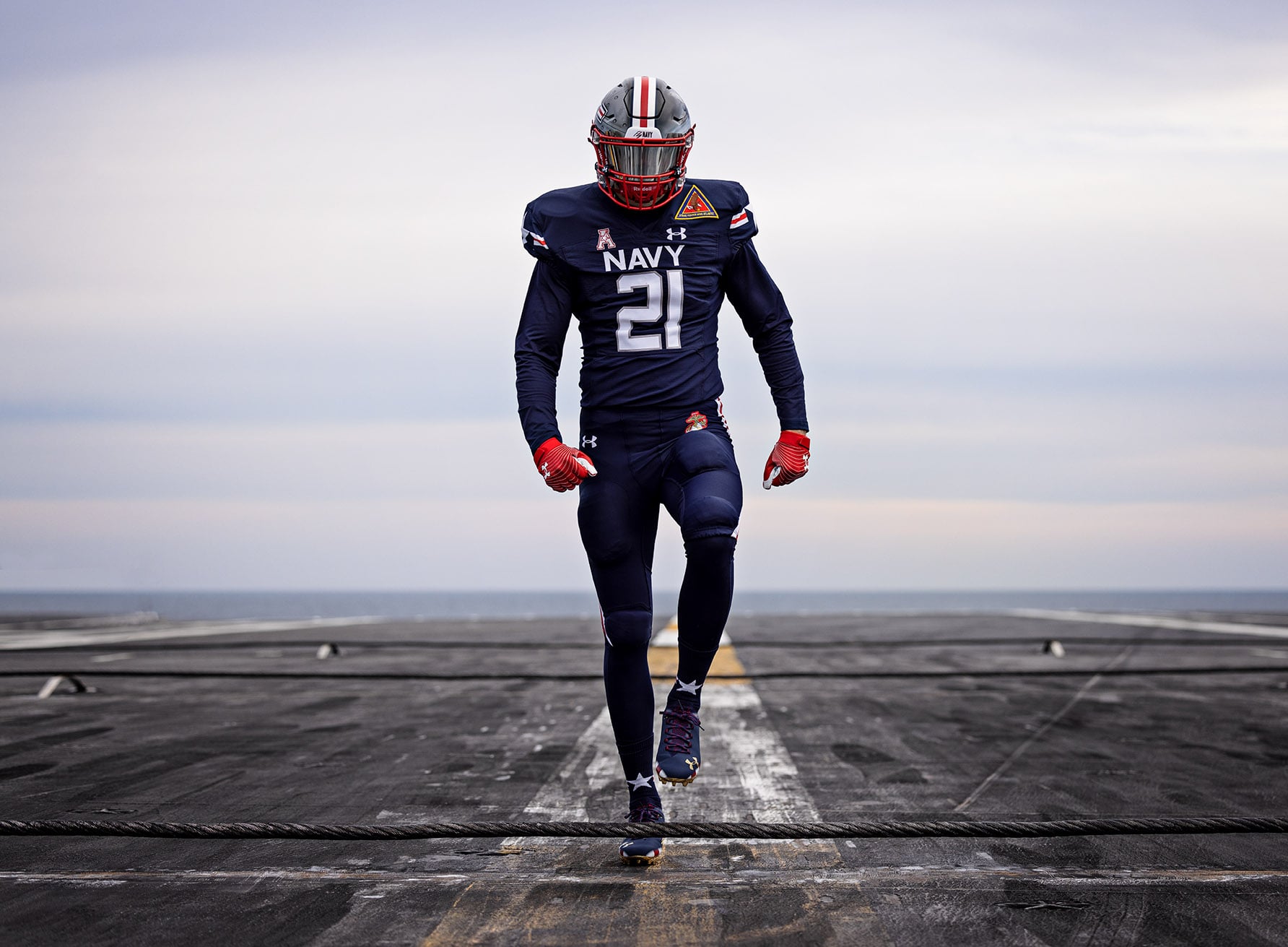 Photographing the 2021 Navy Football Uniform on an Aircraft Carrier ...