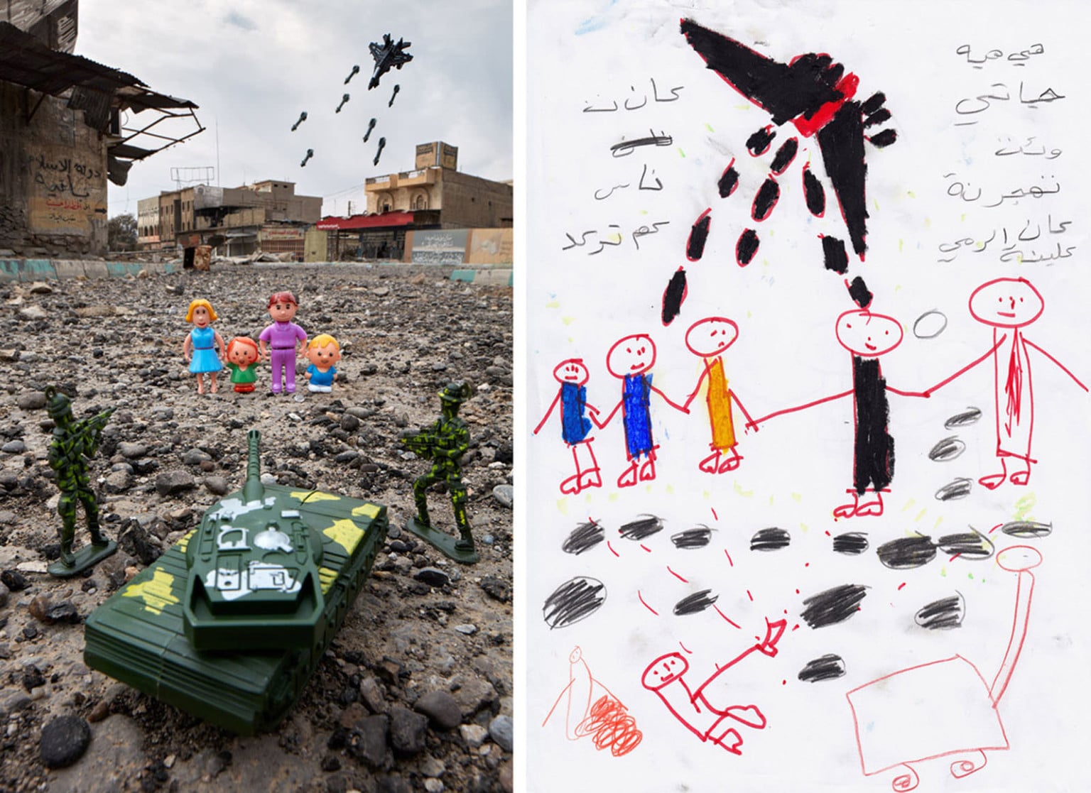 Photographer Recreates Drawings by Kids in War Zones Using Toys | PetaPixel
