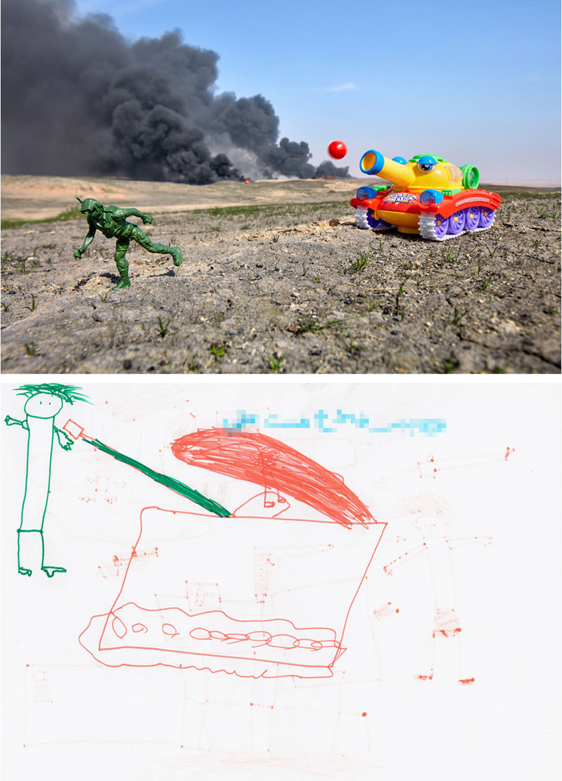 Photographer Recreates Drawings by Kids in War Zones Using Toys | PetaPixel