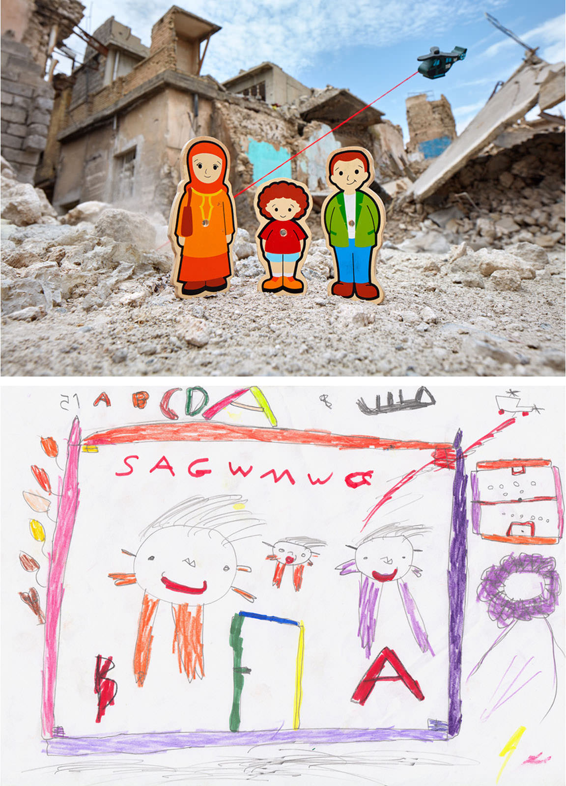Photographer Recreates Drawings by Kids in War Zones Using Toys | PetaPixel