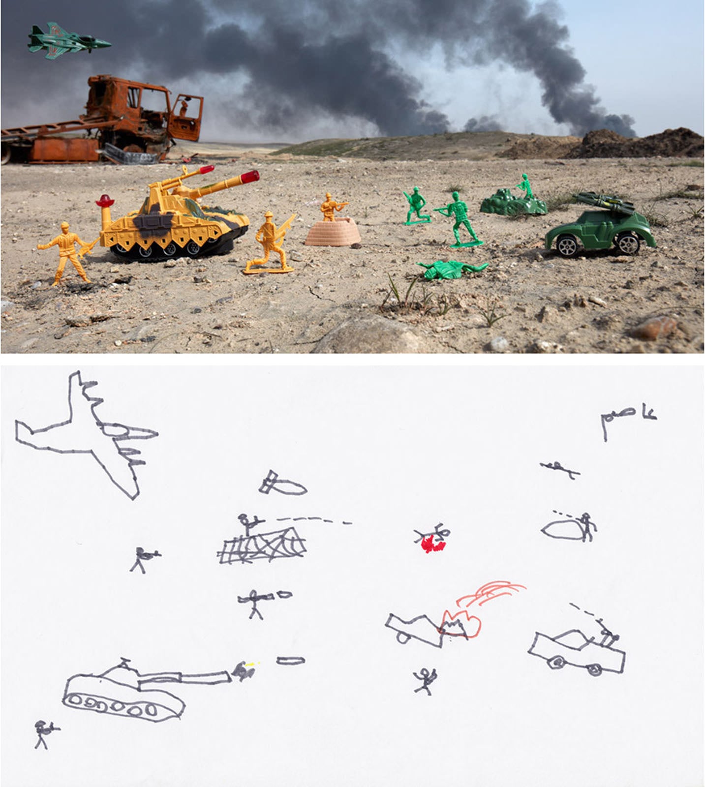 Photographer Recreates Drawings by Kids in War Zones Using Toys | PetaPixel