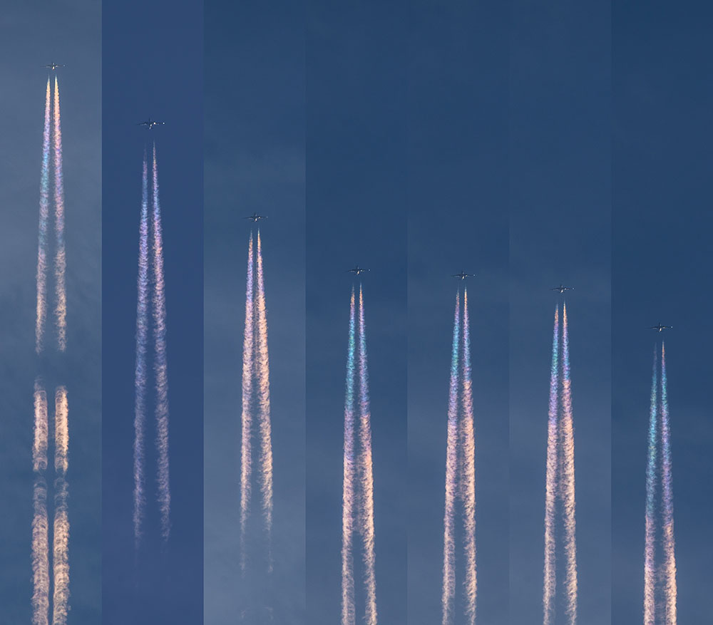 Photographer Captures Rare Rainbow Contrails Pumping Out of an Airplane ...