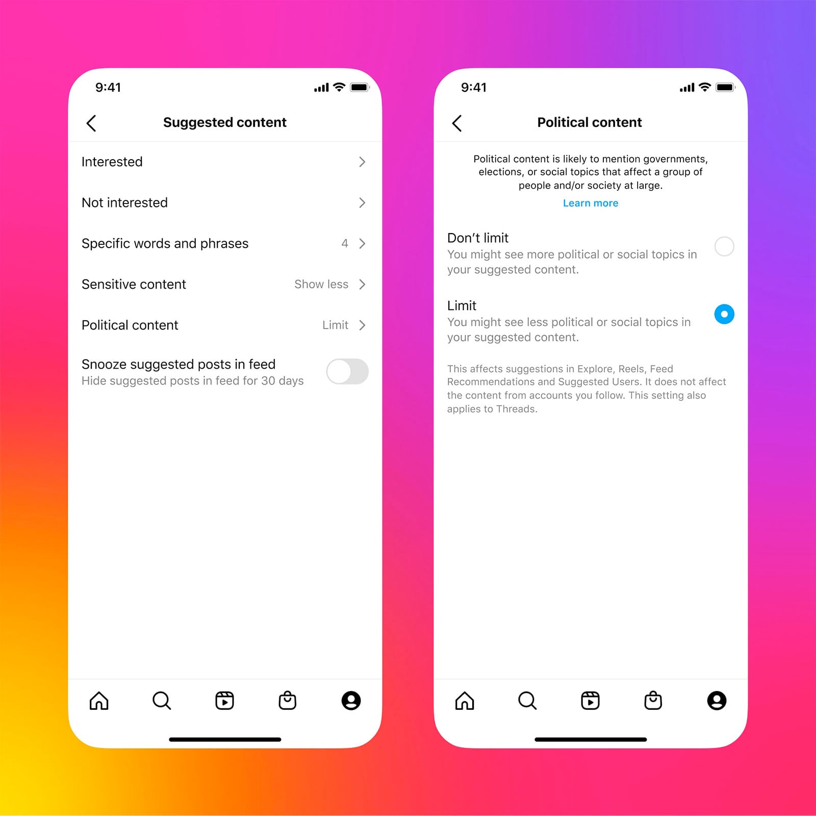 Instagram, Threads Won't Automatically Suggest Political Content ...