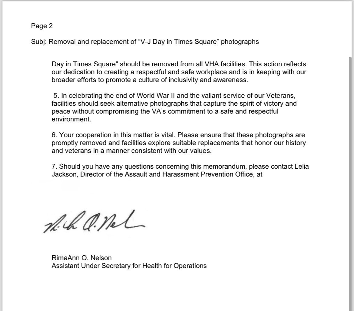 VA Backtracks on Plan to Ban Iconic V-Day Kiss Photo From Facilities ...