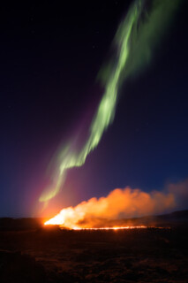 Photographer Captures Northern Lights Over an Erupting Volcano | PetaPixel