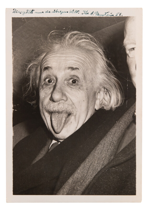 Signed Copy Of Iconic Einstein Tongue Portrait Sells For Record